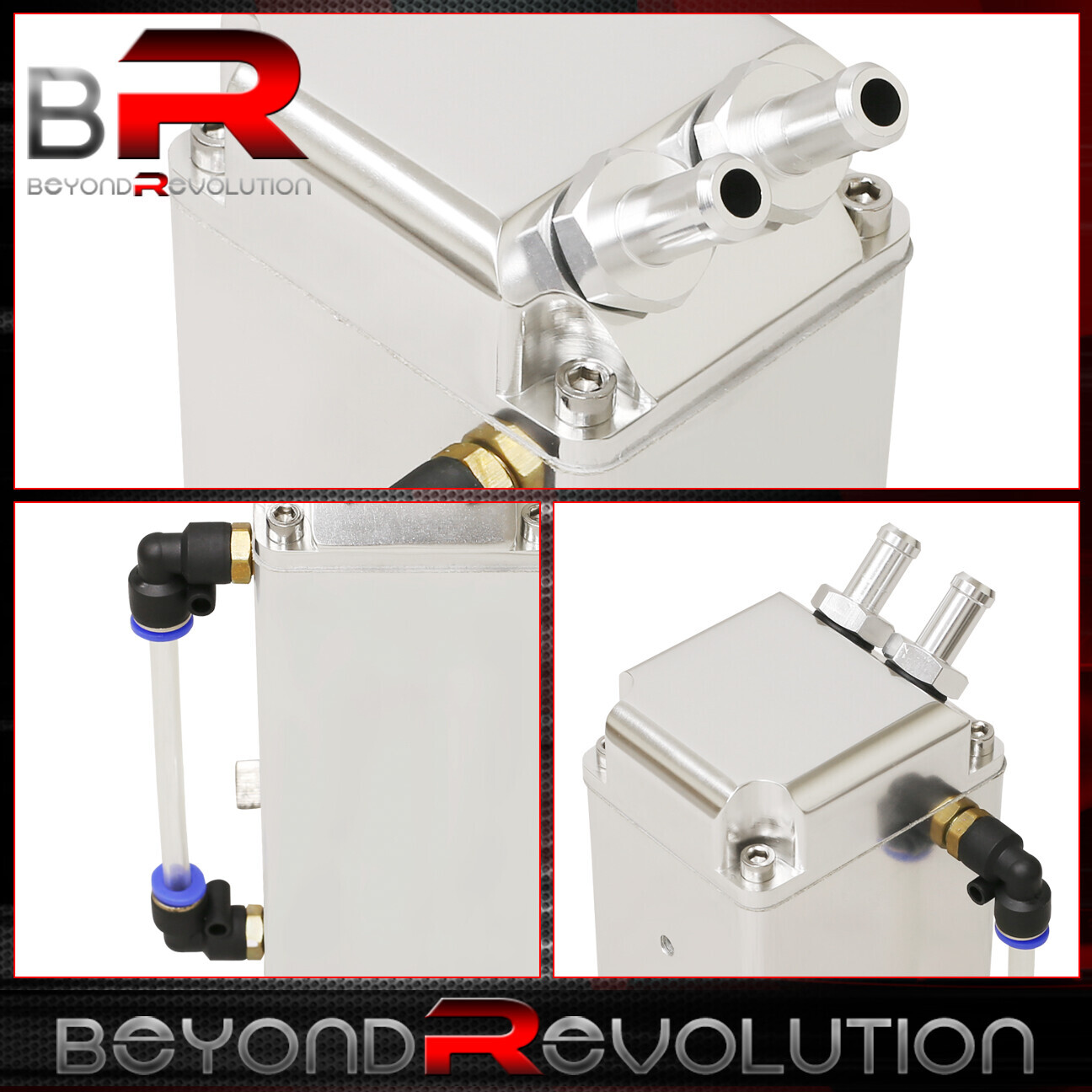 Silver 7" X 3" X 2.5" 600ML Engine Oil Fluid Overflow Catch Can Tank ...