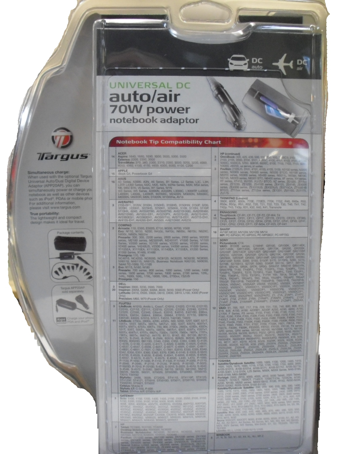 Targus Universal 70W Auto/Air Adapter- Power Adapter - Car/Aeroplane ...