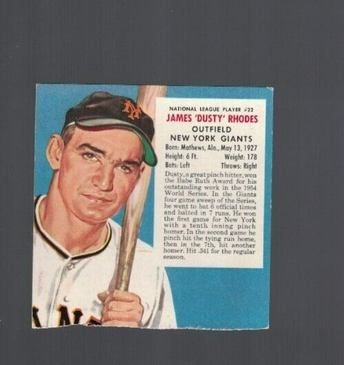Dusty Rhodes New York Giants 1955 Red Man Card No Tab #22 | eBay