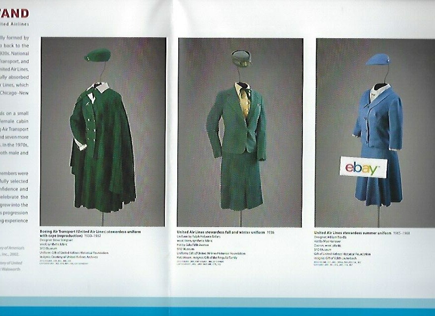 SFO AIRPORT MUSEUM FLYING UNITED WE STAND UAL F/A UNIFORMS BROCHURE ...