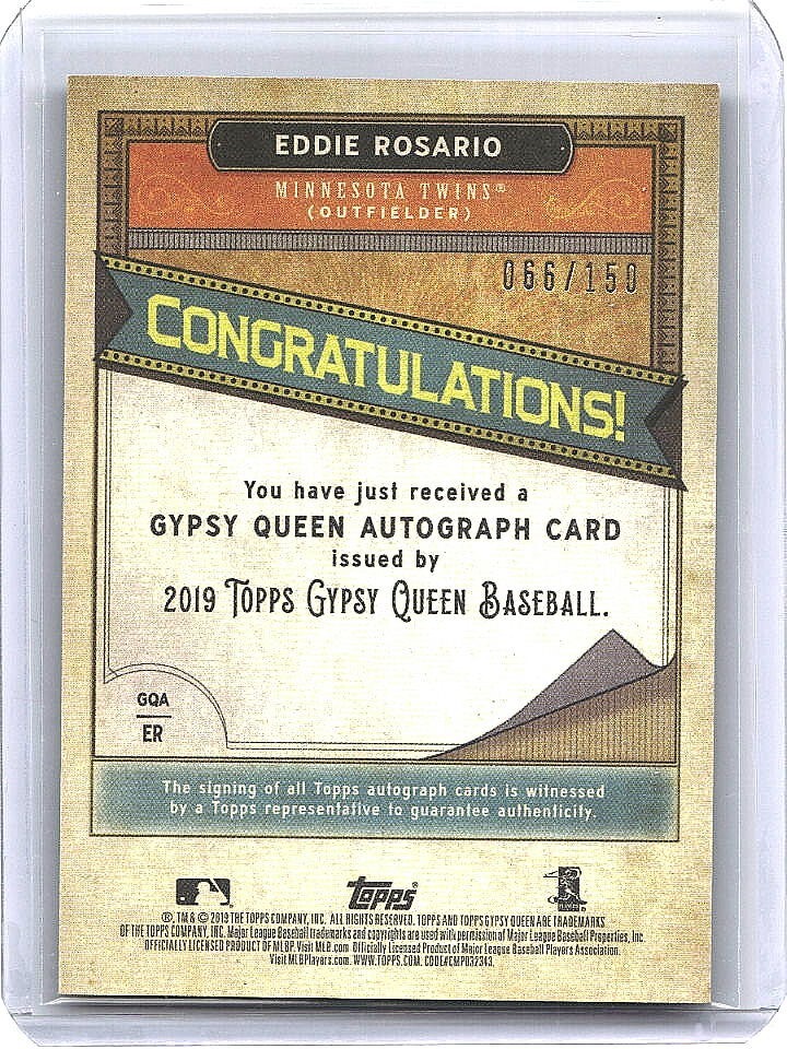 Eddie Rosario 2019 Topps Gypsy Queen Autograph On Card Auto Indigo /150 ...