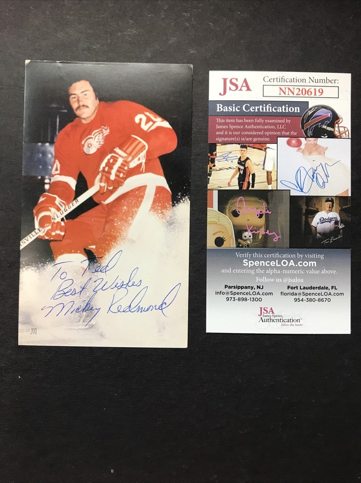 Mickey Redmond Detroit Red Wings Signed 3x5 Photo Card JSA CERTIFIED ...