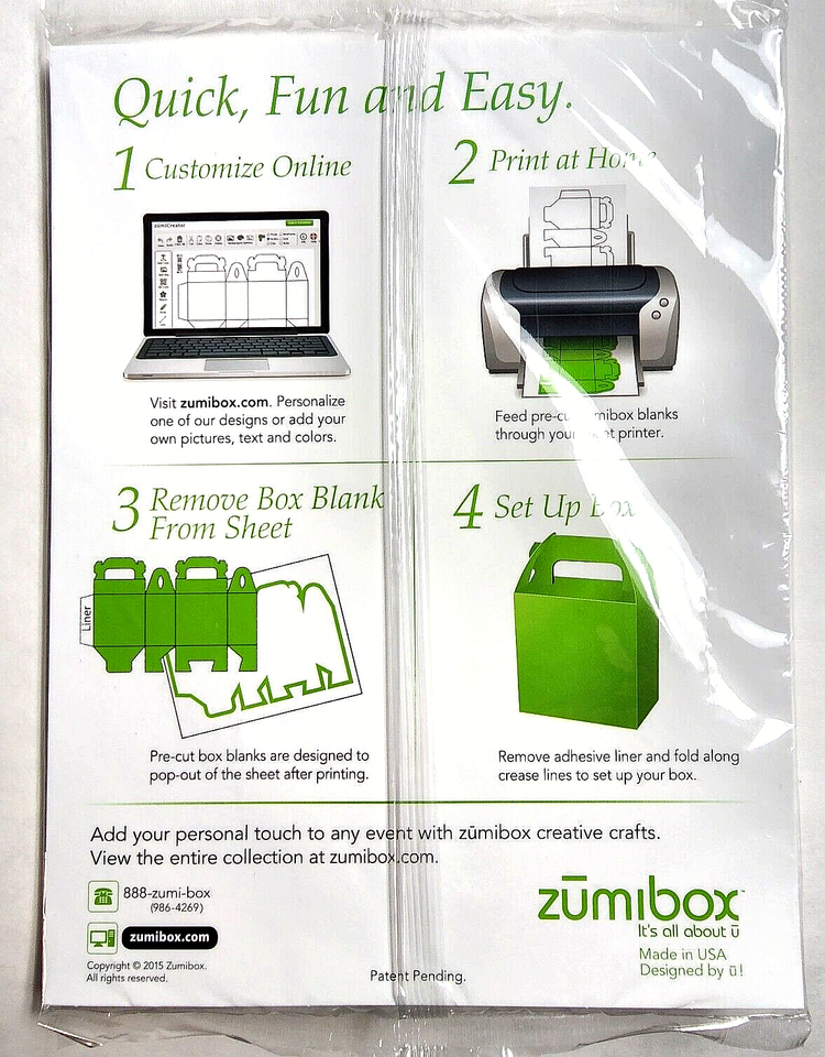 Zumibox DIY Tuck End Box~12 Pre-cut Printable Box~ Assembled Size Box 3 ...
