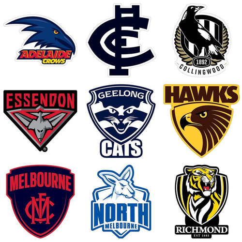 AFL Team Logo Sticker Sign Car School Books Man Cave Bar Work Birthday ...