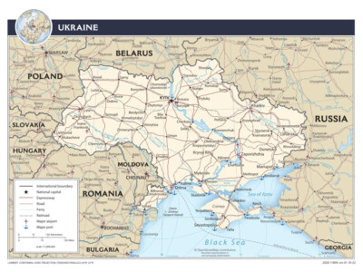 Ukraine Road Highway Transportation Map Country Nation Poster Print XL ...