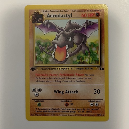 1999 WIZARDS 1st EDITION Aerodactyl 16/62 Fossil Stamped Pokémon TCG ...