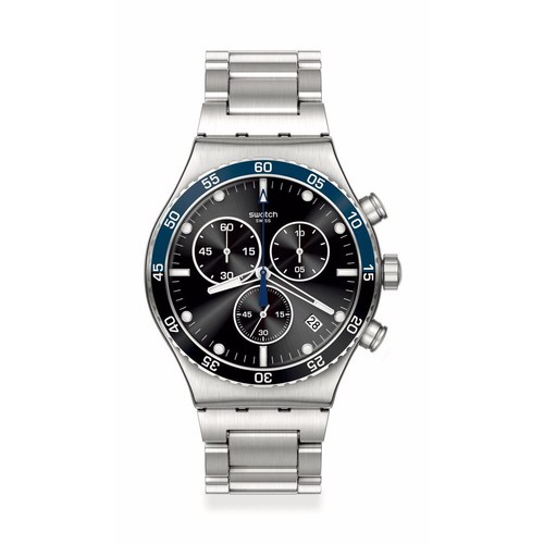 Swatch Watch Dark Blue NEW IRONY CHRONO YVS507G Gray | eBay
