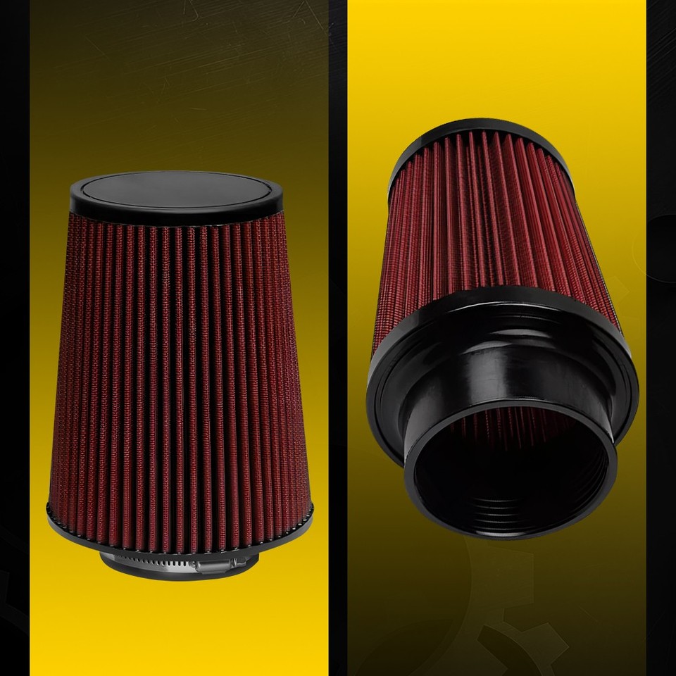 4 inch Inlet High Flow Performance Cold Air Intake Air Filter Cone Red ...
