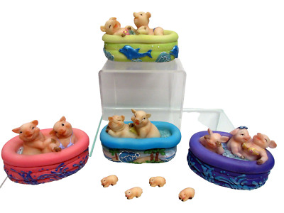 New Pig In Swimming Pool Trinket Box Set 4 Boxes 13 Pigs Dolphins 292 ...