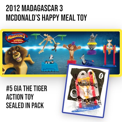 2012 McDonalds MADAGASCAR 3 Gia the Tiger #5 Animal Figure Toy Happy ...