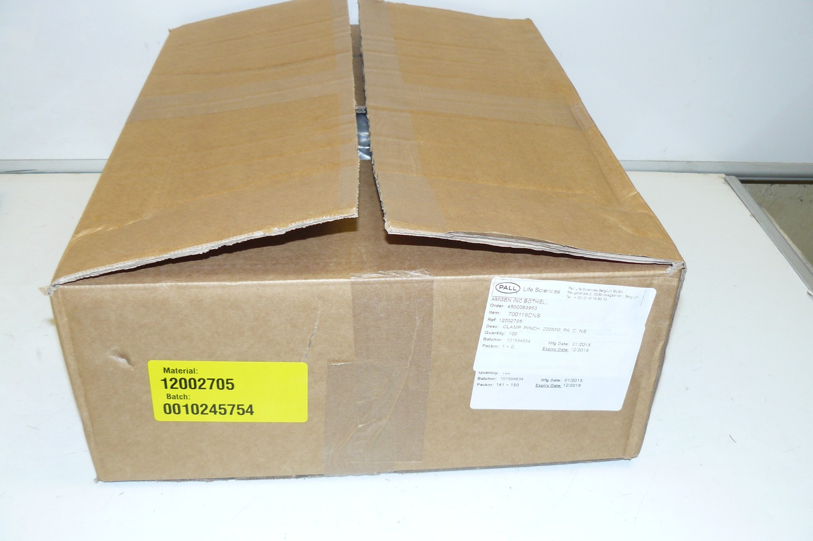 PALL 700119CNS PINCH CLAMP PA 220MM FOR PSD POWDER HANDLING BAGS PACK ...