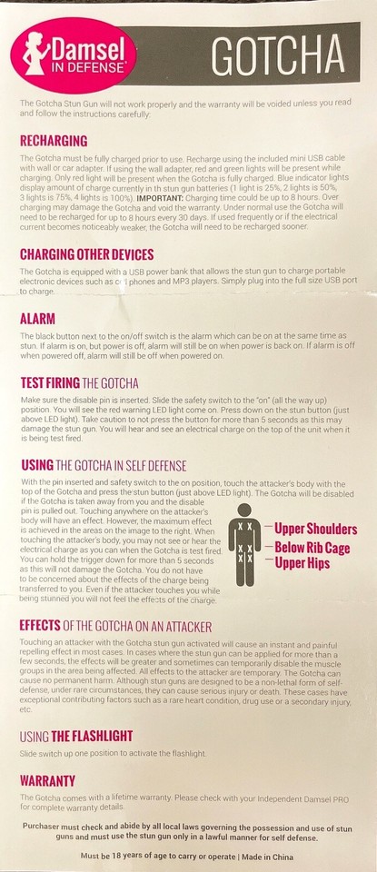 Damsel in Defense Gotcha Camera Stun Gun, Safety Alarm, Rechargeable ...