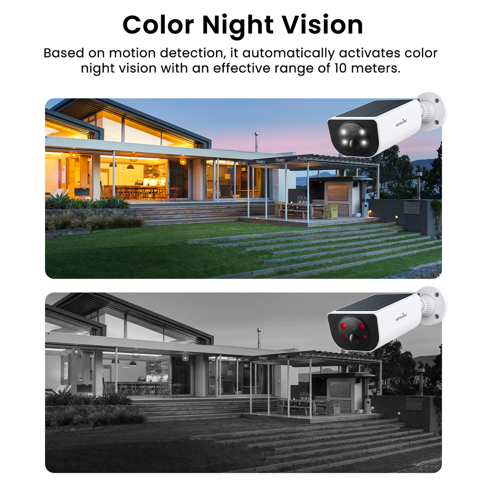 Wansview 3MP Video Solar Security Camera Outdoor Color Night Vision 2 ...
