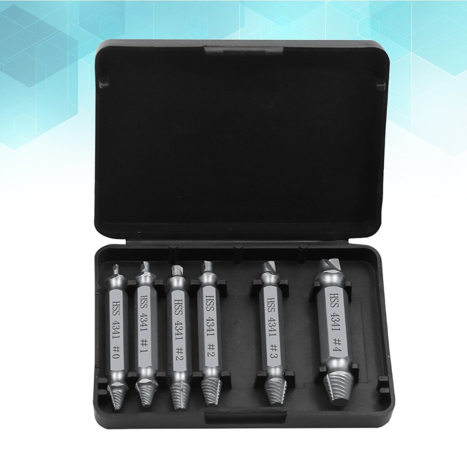 6 Pcs Steel Double Ended Screw Extractor Broken Damaged Bolt Remover ...