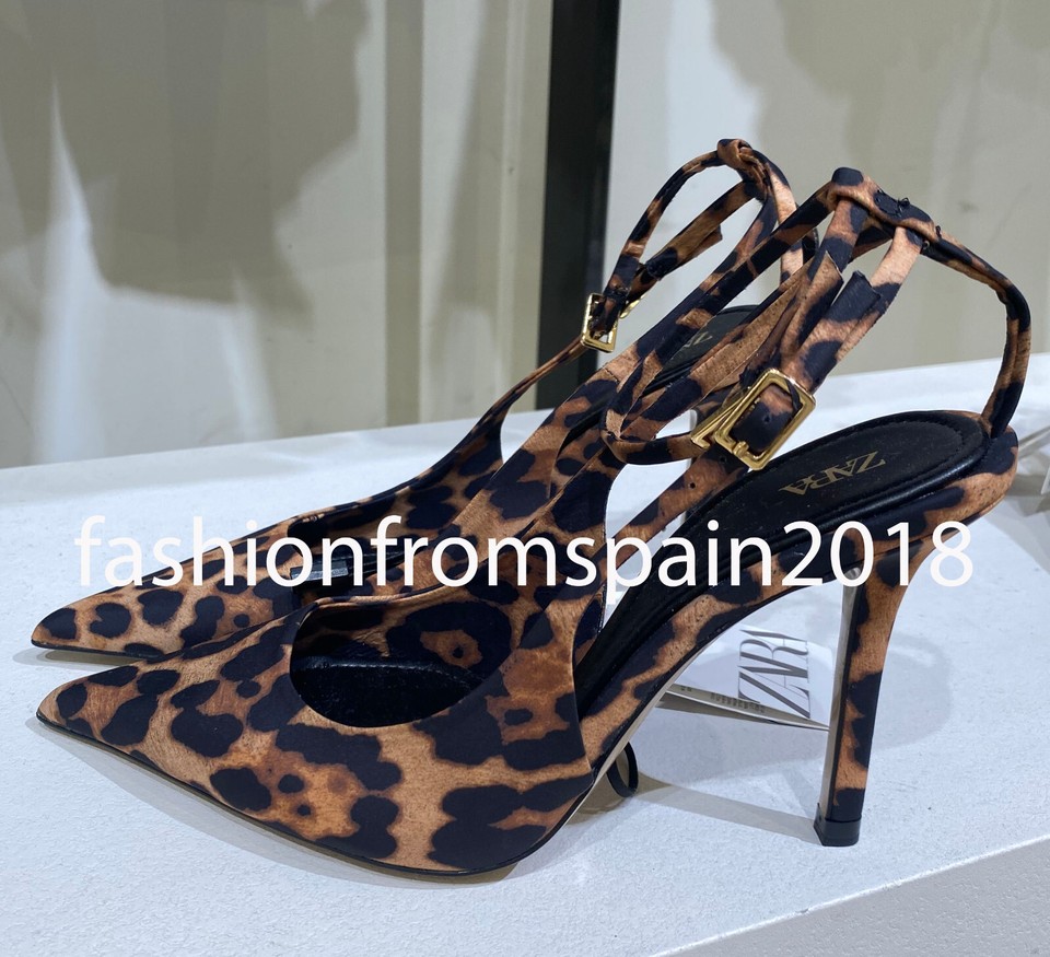 ZARA NEW WOMAN STRAPPY ANIMAL PRINT HIGH-HEEL SLINGBACKS SHOES LEAOPRD ...