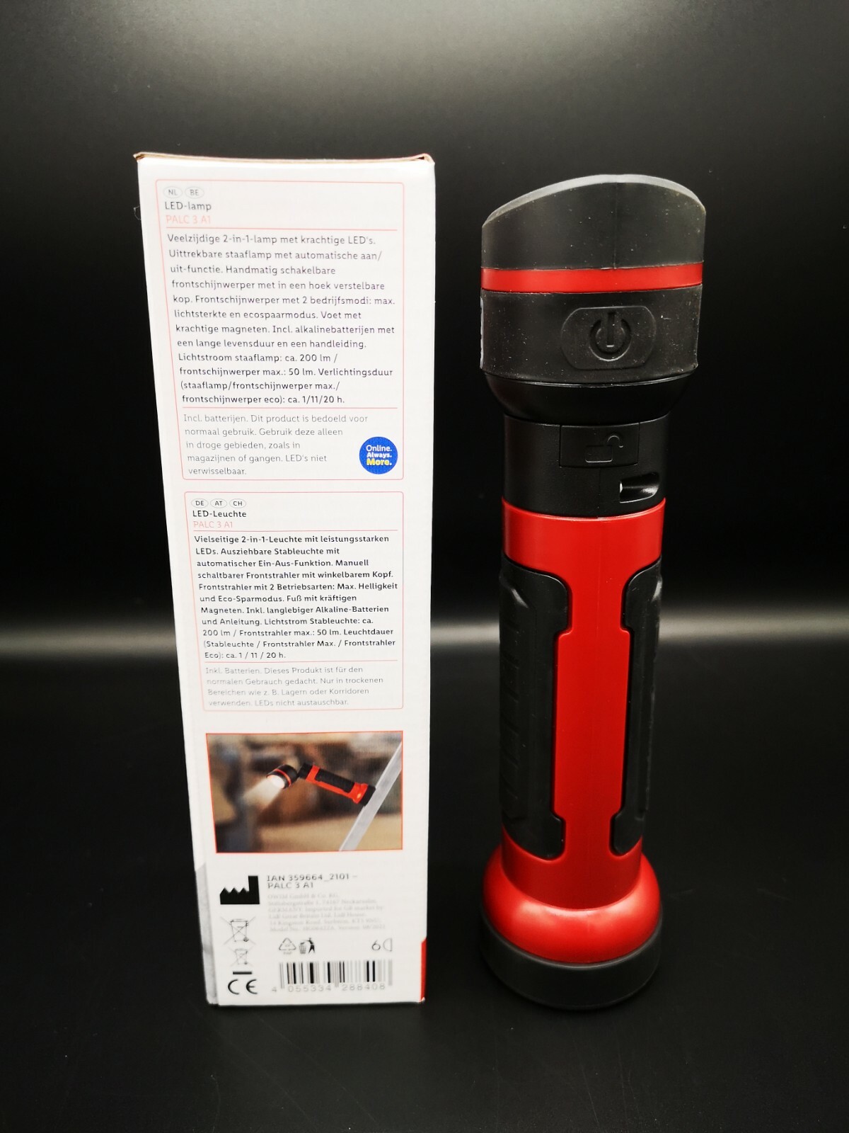 PARKSIDE LED Flashlight Work Light 2 in1 Combi PULL OUT With Strong ...