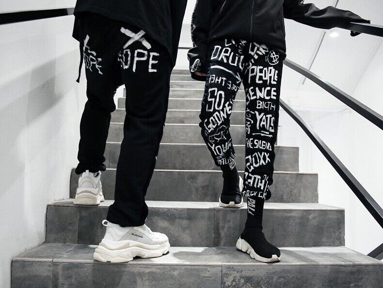 Niepce Doodle Arts Streetwear Black Sweatpants Graffiti Art Jogger ...