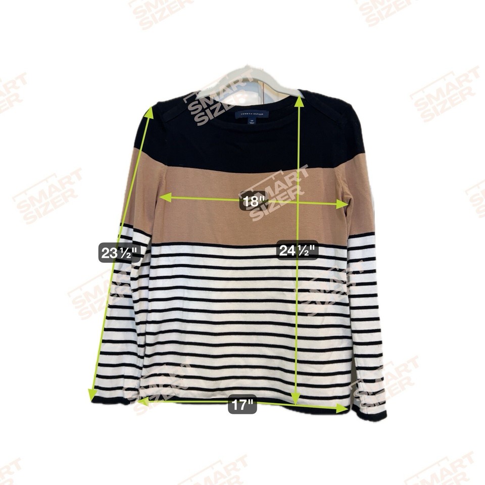 TOMMY HILFIGER Sweater Women's Size Small Black Tan White Block Style ...