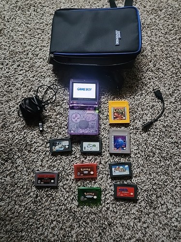 Nintendo Game Boy Advance GBA SP Clear atomic purple System AGS 101 ips ...
