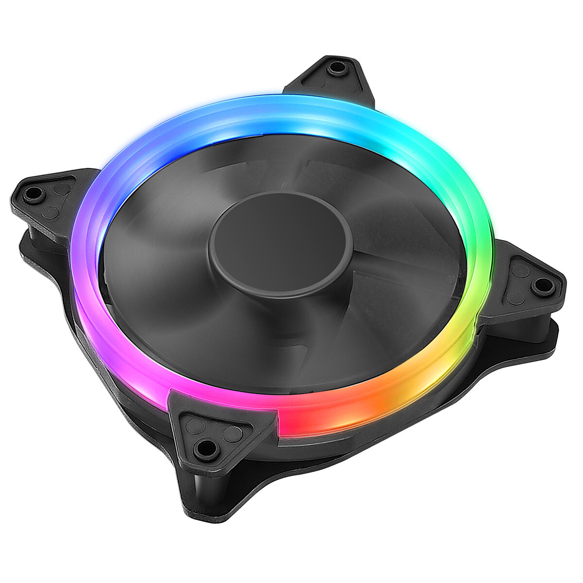 Rainbow RGB LED Halo Ring PC Case Cooling Fan 120mm (12CM) With 3 Pin ...