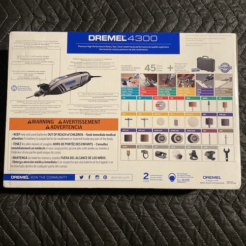 Dremel 4300 Corded Premium Rotary Tool Kit (40 Accessories & 5 ...