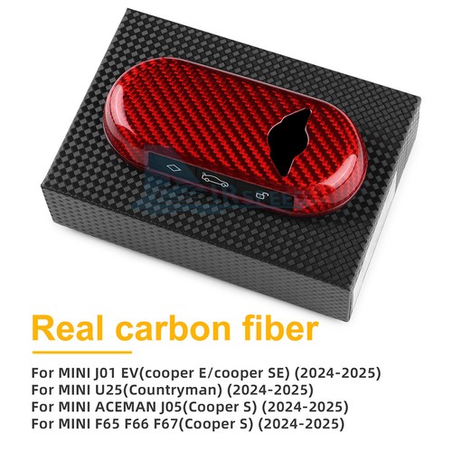 Red Real Carbon Fiber Key Fob Case Shell For MINI Cooper F65 F66 F67 ...