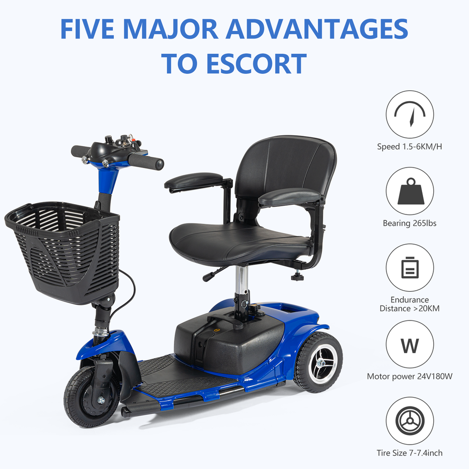 3 Wheel Mobility Scooter Electric Powered Mobile Folding Wheelchair ...