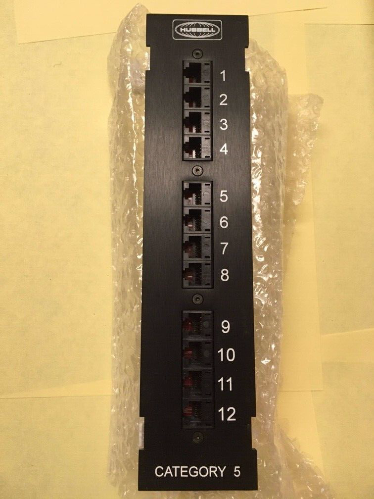 Hubbell Category 5 12 Port Patch Panel 110 Block 8 Pos. Jack 5811089A ...