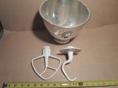 Mixer bowl and 2 attachments, attachments have 1/2" diameter hole, bowl ...