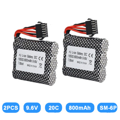 2x 16500 9.6V 800mAh 20C Battery for S911 S912 9115 9116 RC Cars with ...
