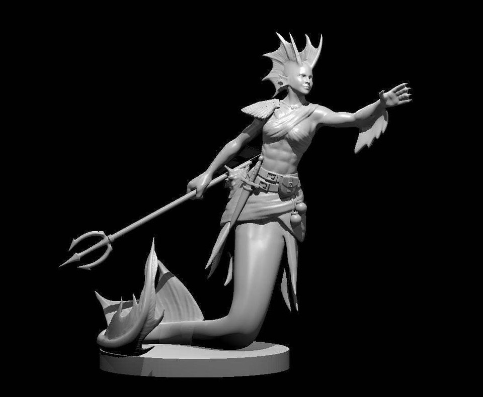 Merfolk Mini - DND - Pathfinder - Dungeons & Dragons - RPG - Tabletop ...
