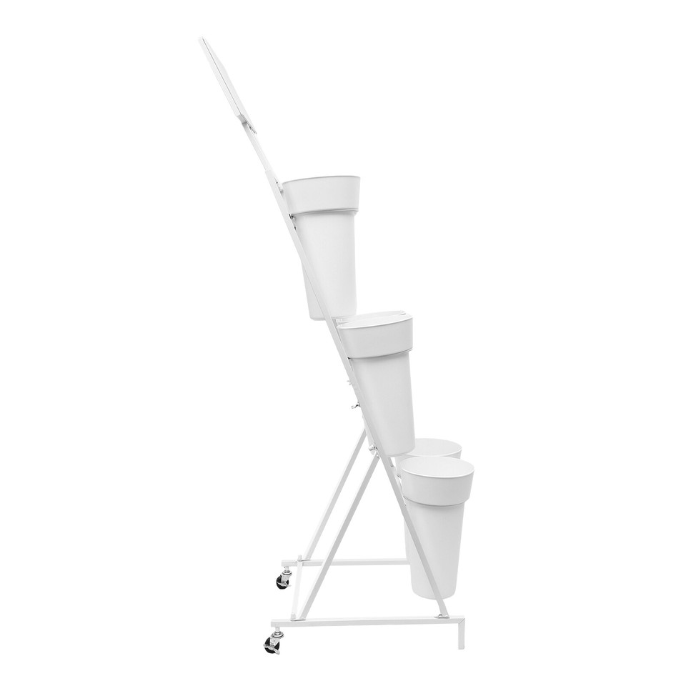 Flower Display Stand with Buckets 3Layers Metal Plant Stand White Frame ...