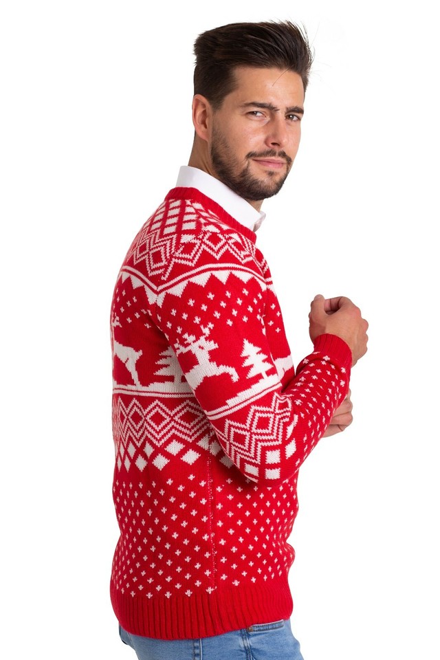 Men's Christmas Sweater Round Neck Long Sleeve Unisex Knitted Xmas ...