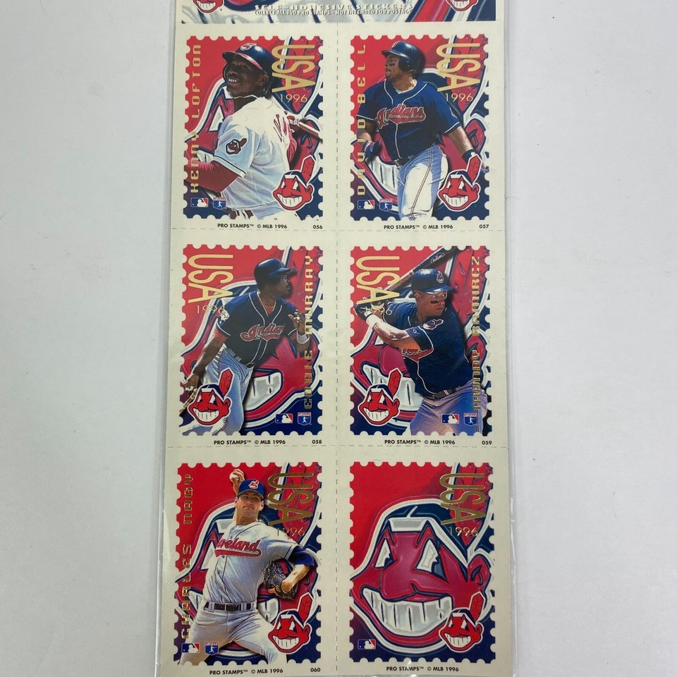 1996 Cleveland Indians Team Baseball Stamp Stickers Set Pro Stamps Mint ...