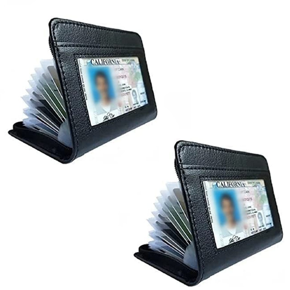 1/2 Pc Lock Wallet Slim Credit Card Holder Leather Secure Anti-Theft ...