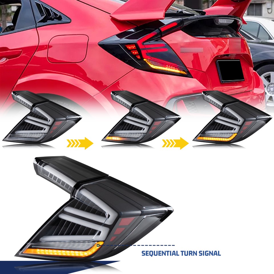 LED Clear Tail Lights for Honda Civic Hatchback Type R 2016-2021 Rear ...