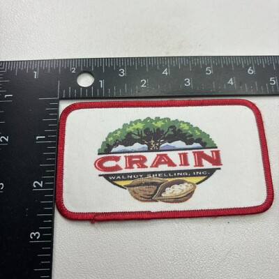 Vintage c 1990s Nuts CRAIN WALNUT SHELLING INC. Printed-On-Style Patch ...