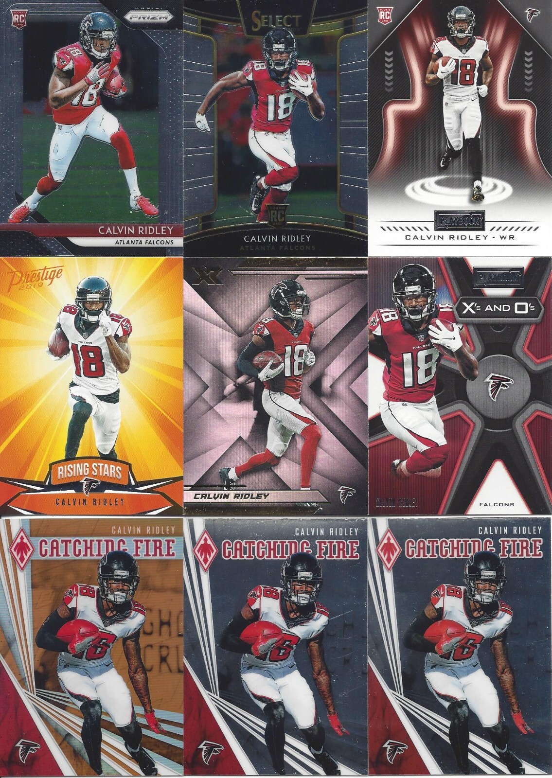 CALVIN RIDLEY 9-CARD LOT W/ 6 RCS (/99) - PRIZM SELECT XR - PANTHERS ...