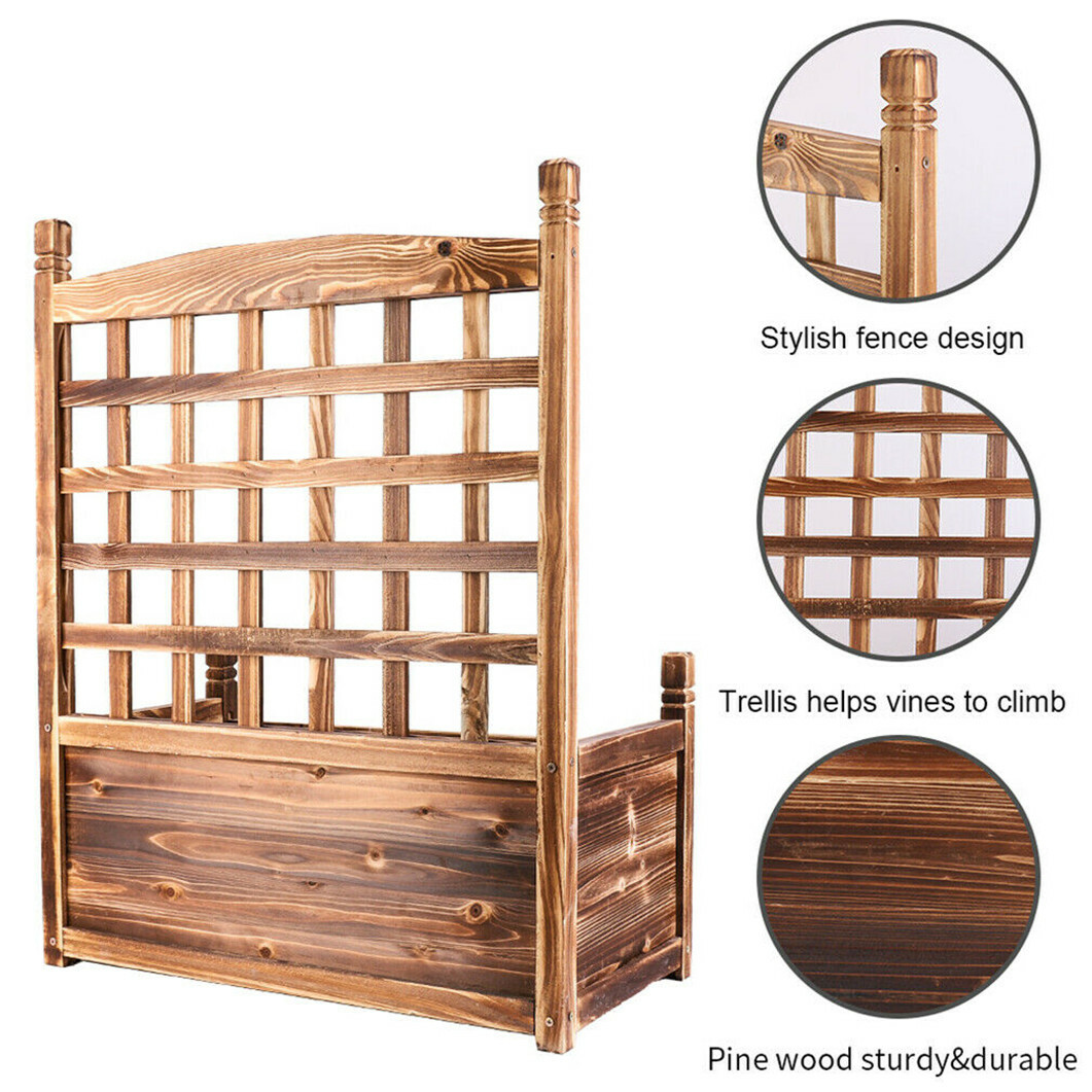 Wood Planter Raised Beds with Trellis 30"/ 45" High Planter Box for ...