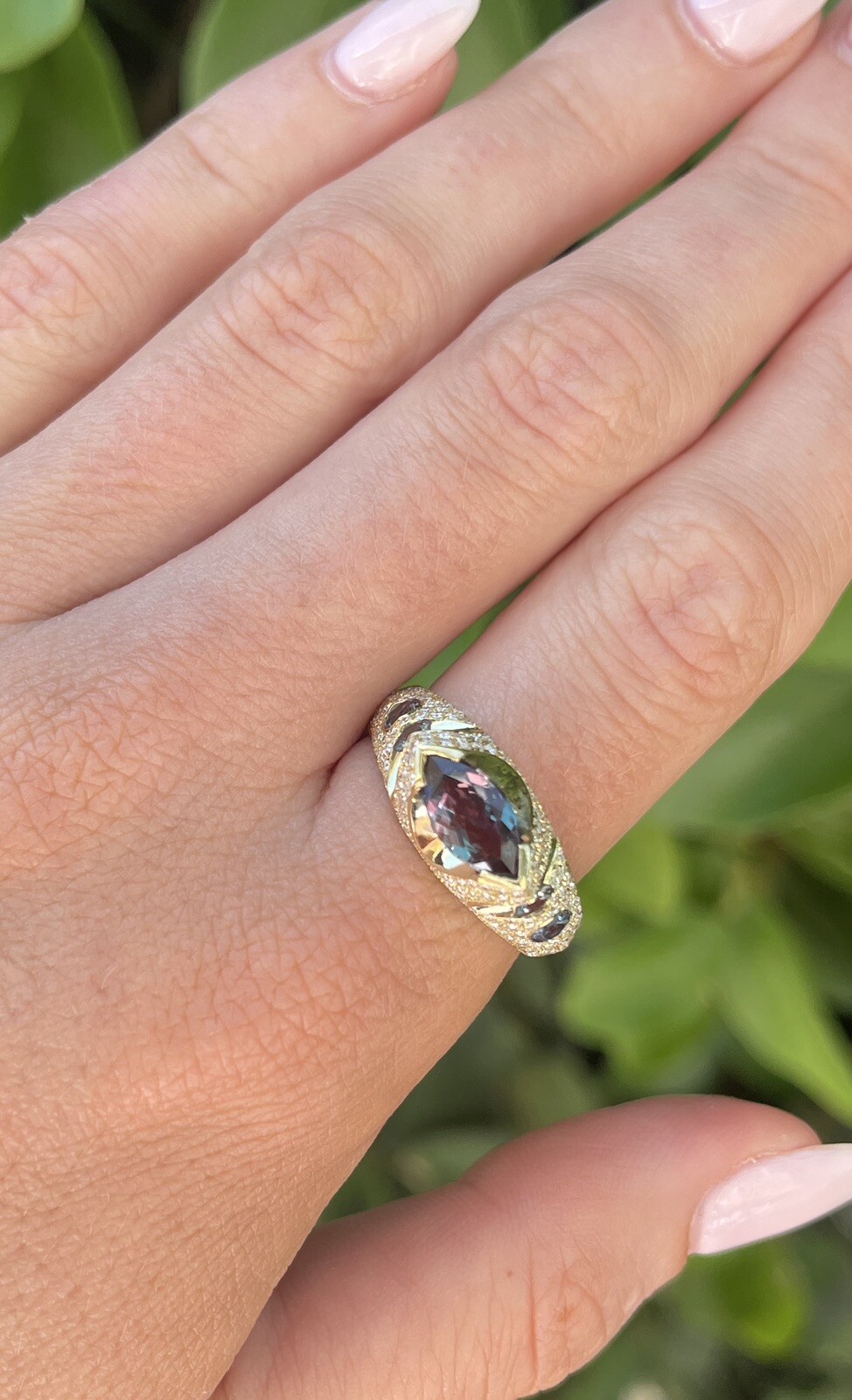 Natural Brazilian Alexandrite & Diamond Art Deco Estate Ring, GIA ...