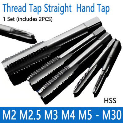 Hand Tap Sets HSS Metric Thread Tap Straight Flute Hand Screw Thread M2 ...