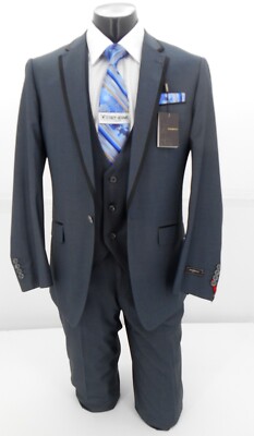 Vitarelli Men's 3PC Vested Gray Fine Line Stripe Suit Now $99.99 48L | eBay