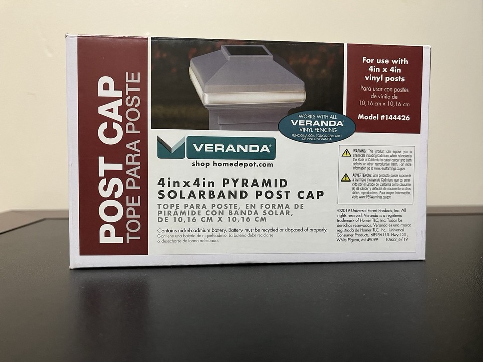 Veranda 4 in. x 4 in. White Vinyl Solar Post Cap | eBay