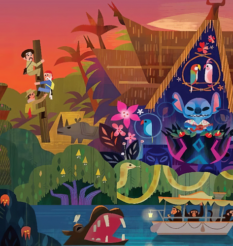 Enchanted Tiki Room Stitch Jungle Cruise Disney World Disneyland Poster ...