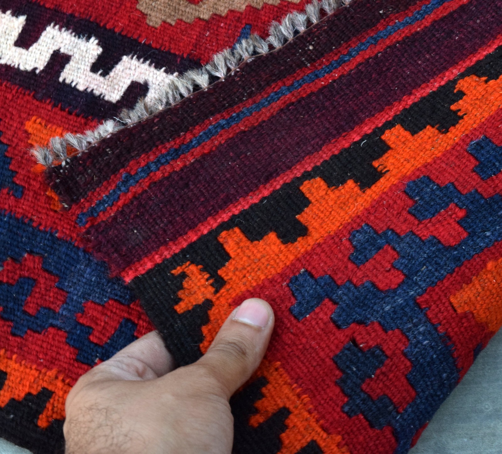 4x3 Red Handmade Kilim Rug Organic Dye Berber Woolen Flat Weave Woven ...