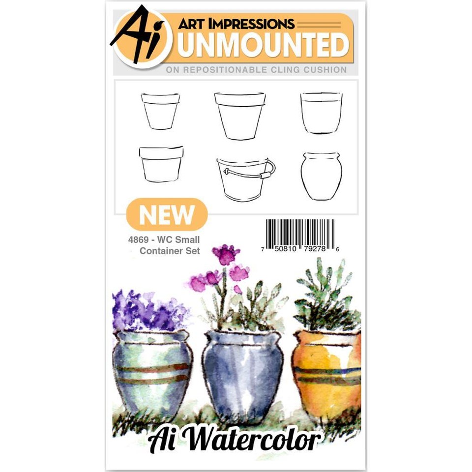 Art Impressions Watercolor Stamp Set Flowers Foliage, Trees, Birdhouse ...