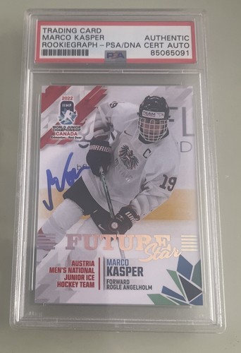 Marco Kasper Signed 2022 IIHF RC ROOKIE CARD DETROIT RED WINGS PSA DNA ...