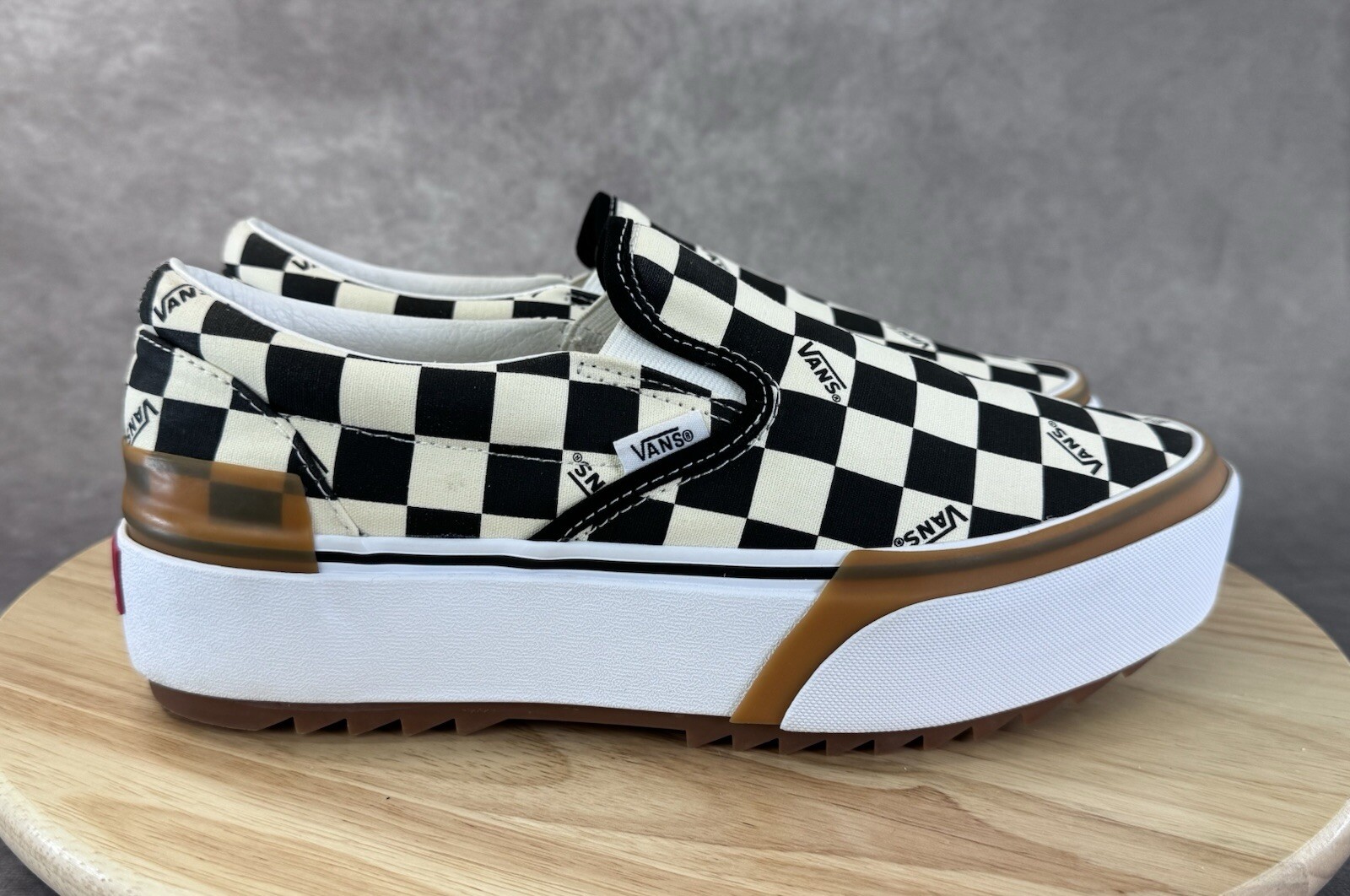VANS White Black Stack Checkered Platform Women 10 Me… - Gem