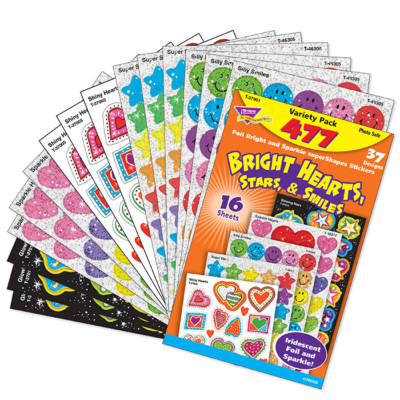 425 Hearts, Stars, & Smiles Reward Stickers Variety Pack - Sparkle ...