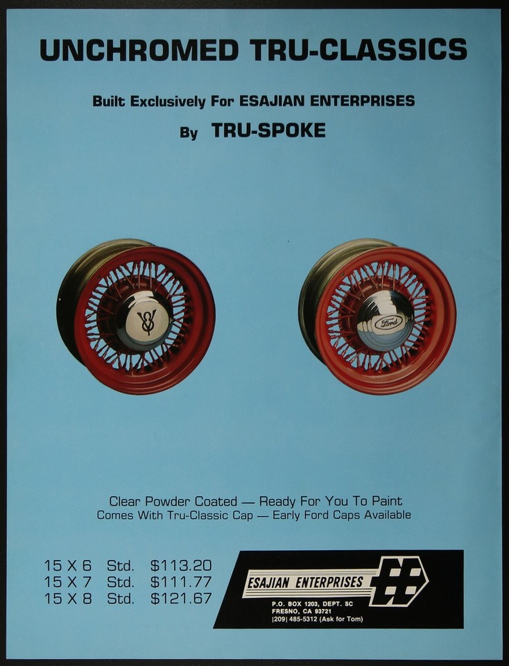 Tru-Spoke Unchromed Tru-Classics Street Rod Wheels Rims Vintage Print ...